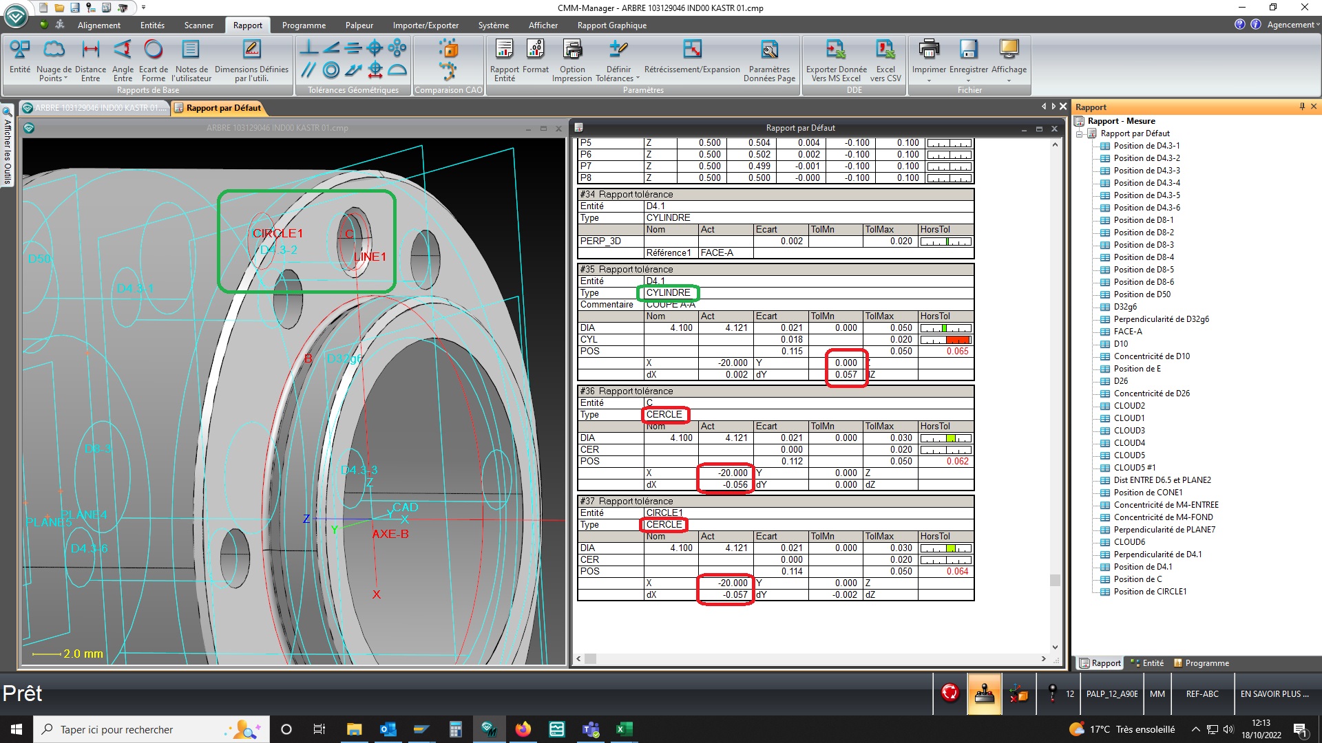 True position of a cylinder